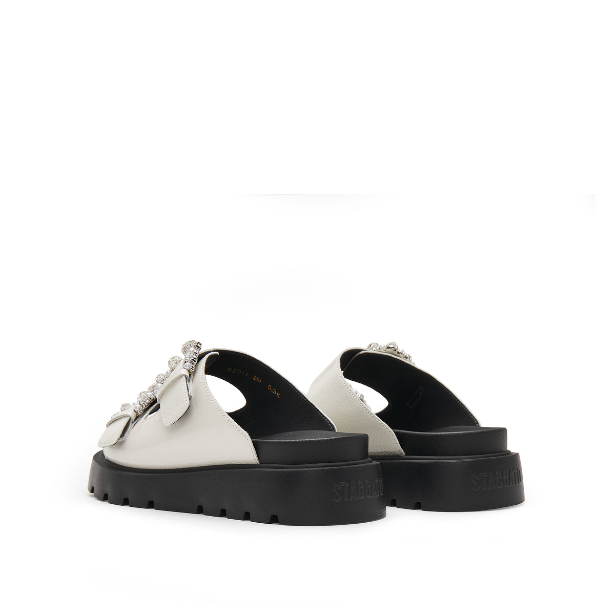 [STACCATO - Official Site] Beige Crystal Buckle Double Straps Sandals