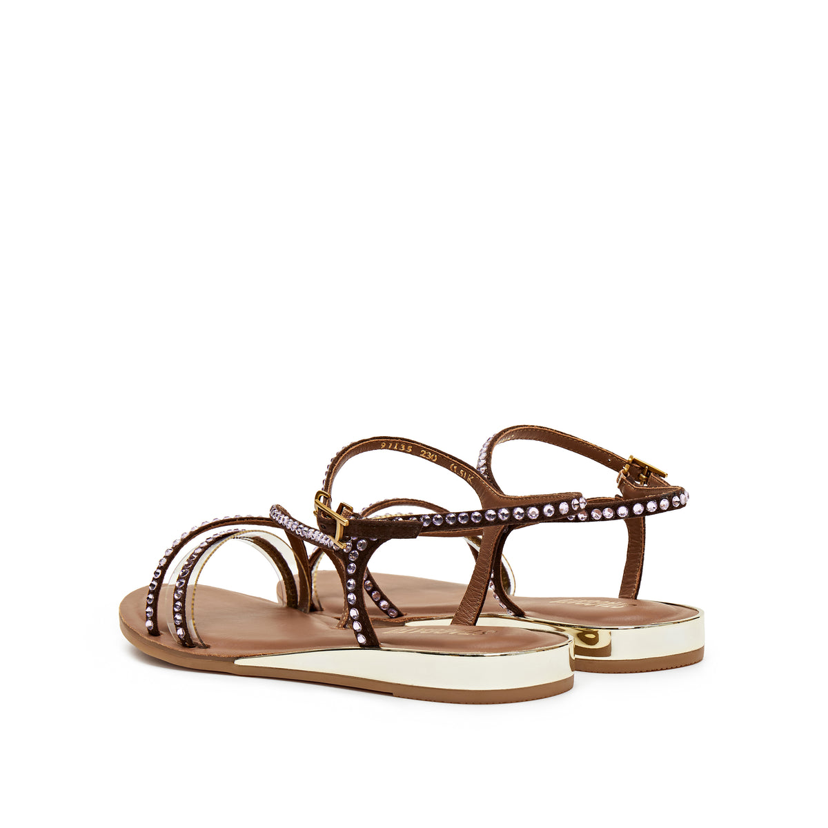 [STACCATO - Official Site] Pink Crystal Cross Strap Flat Sandals